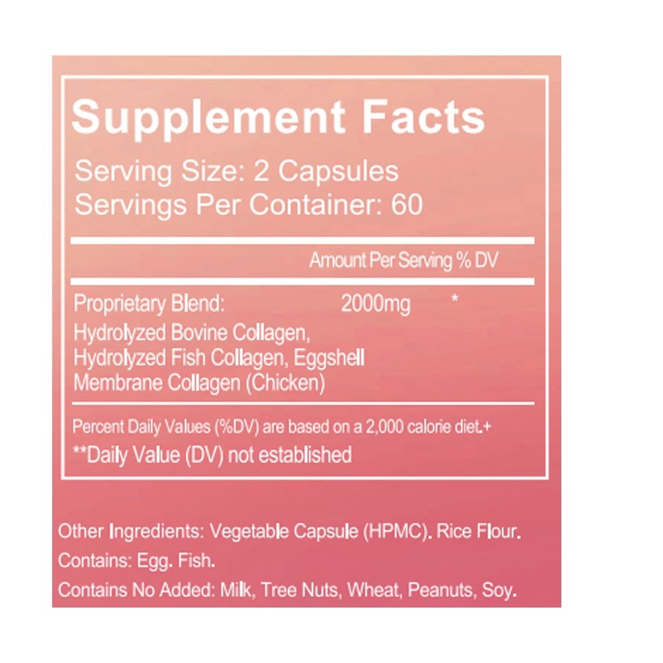 Collagen Peptides Types I, II, III, V, X 2000mg Pills Anti-Aging Skin ...