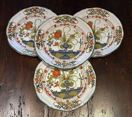 FAENZA BLUE CARNATION GAROFANO PATTERN BIG DINNER PLATES SET OF 4,DIP A ...