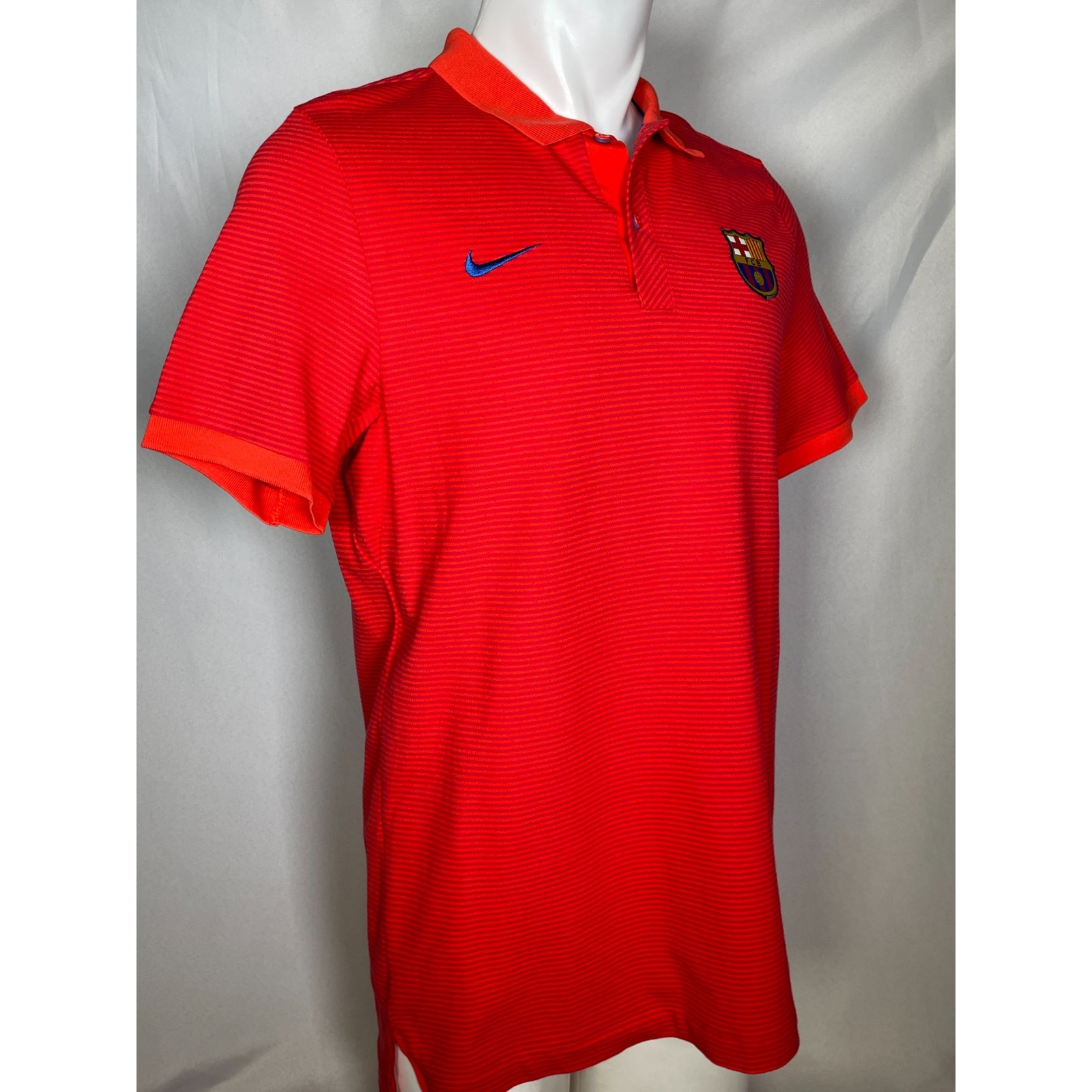 FC Barcelona NIKE Red 2017-18 Striped Polo Shirt Men's LARGE | eBay