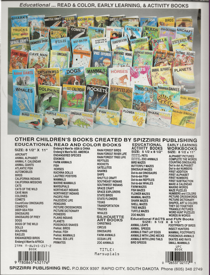 An Educational Read & Color Book of MARSUPIALS (Spizzirri Publishing ...