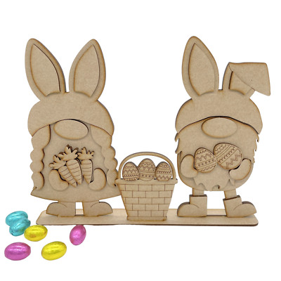 DIY MDF Blank Easter Craft Kit, Decorate Your Own, Easter Gnome Couple Stand | eBay UK