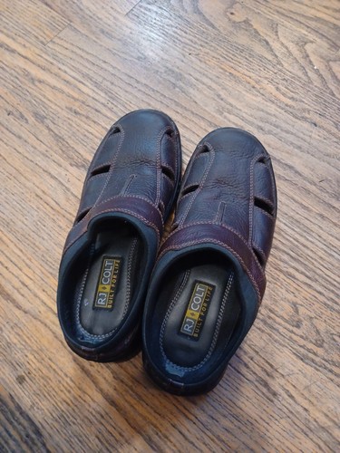 RJ Colt sandals,Graham built for life, brown Leather slides leather ...