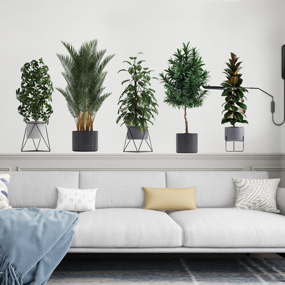 Upgrade Your Living Room with Green Plants Wall Art Sticker Waterproof ...