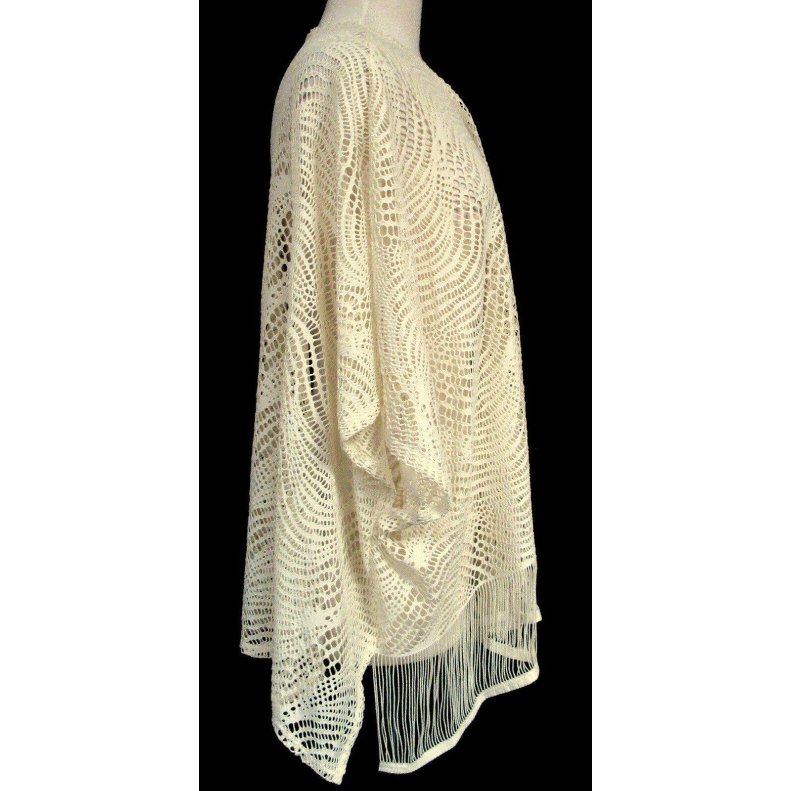 Melissa Page Woman Artsy Oversized Ivory Lacy Open Front Topper Jacket ...