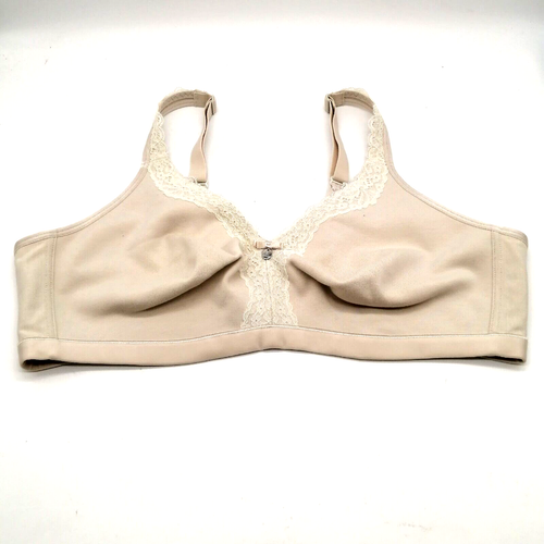 Curvy Couture Womens Bra Beige Full Coverage Wire Free Stretch 3 Hook ...