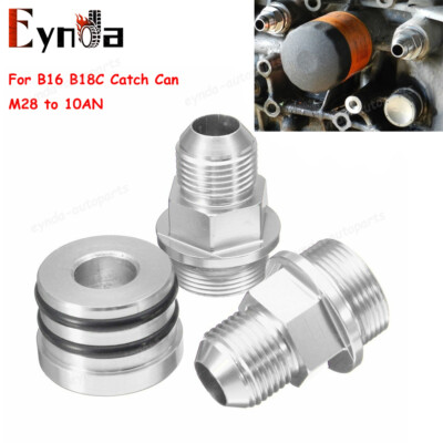 Rear Block Breather Fittings And Plug For B16 B18 Catch Can M28 To 10AN ...