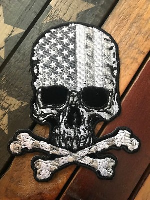 Subdued American Flag Skull & Cross Bones Patch | eBay