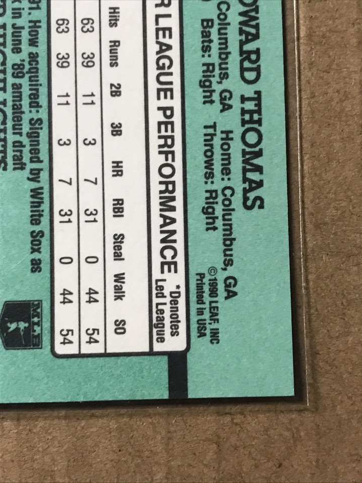 1991 Donruss Frank Thomas Rookie Error Card No. 477 | eBay