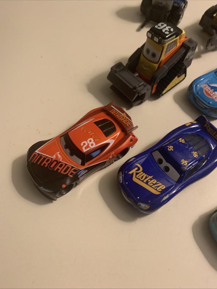 Lot Of 10 Disney Pixar Cars Dinoco Racing Drip Tex Tug McQueen Nitroade ...