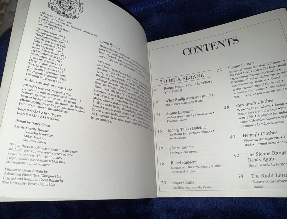 The Official Sloane Ranger Handbook: Ann Barr, Peter York 1982 ...