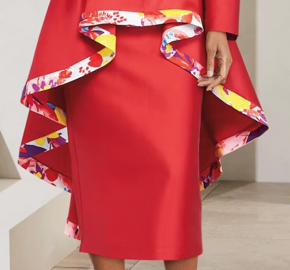 Size 12 Ashro Red Multi Formal Wedding Church Party Breonna Skirt Suit ...