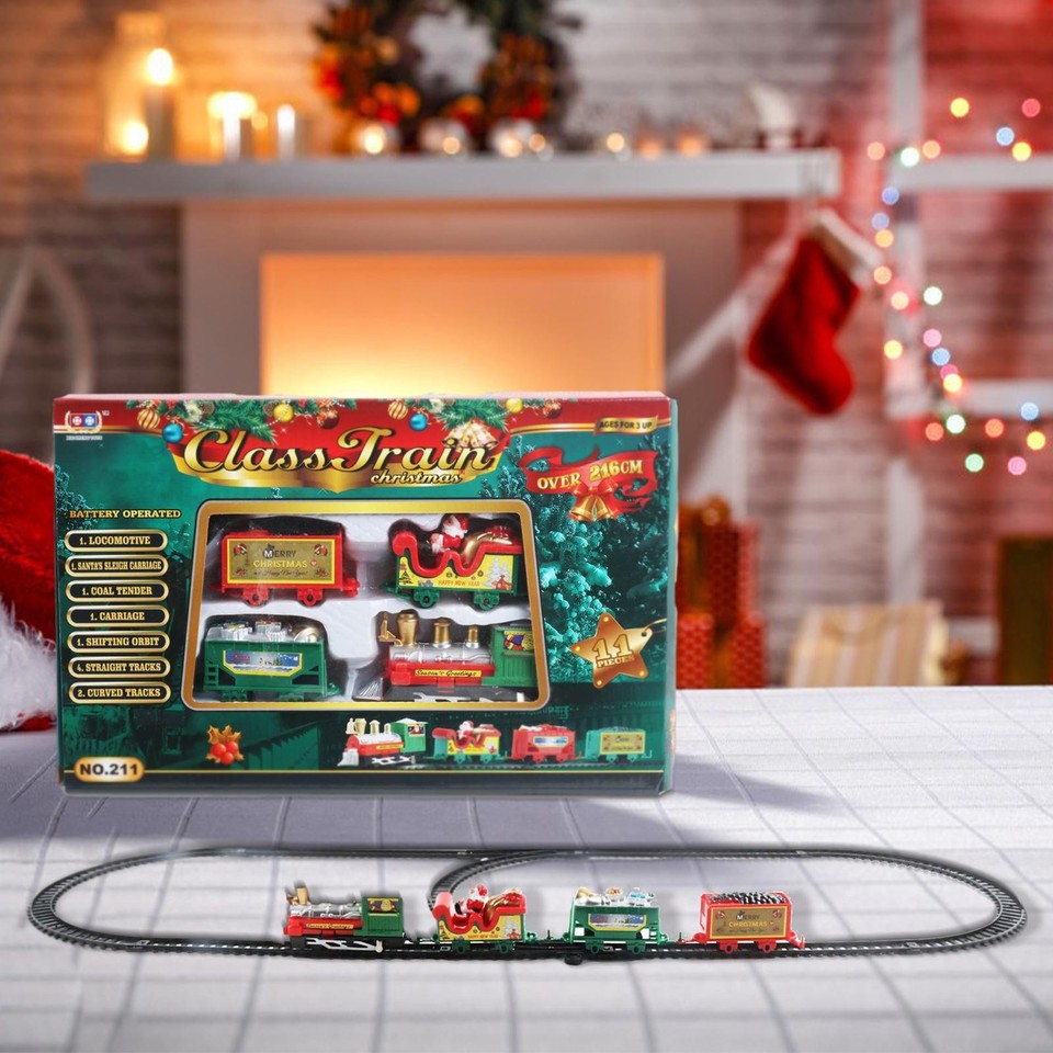 Mini Christmas Train Toys Set Battery Powered Train Model Train Track ...