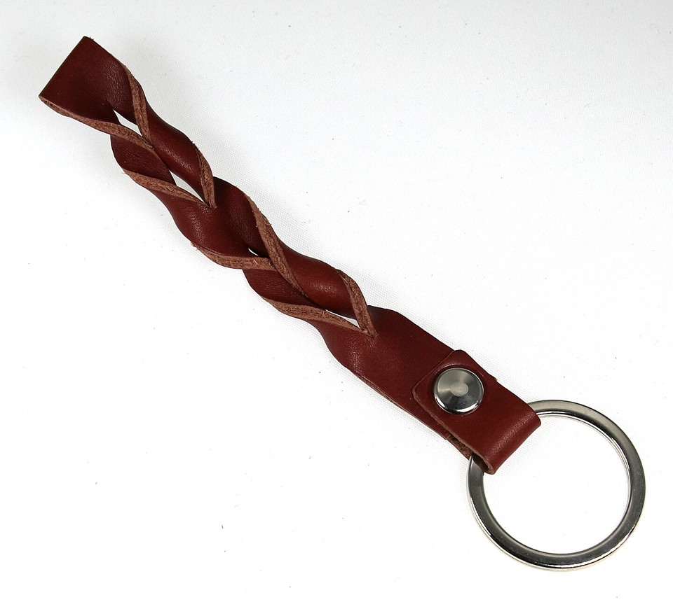 Maroon Handmade Braided Leather Key Chain Ring Tether! Super High ...