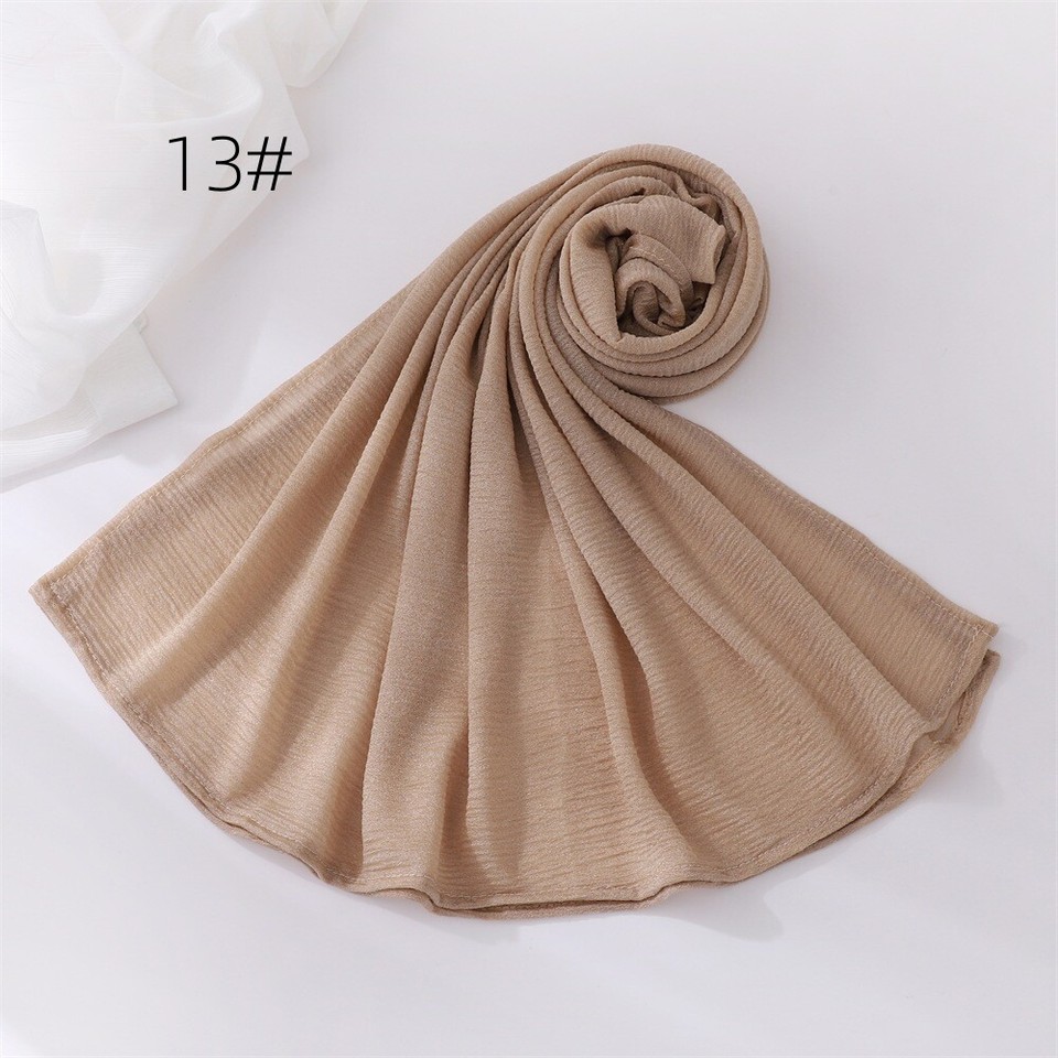 Solid Color Scarves Wrinkled Headscarves Shawls and Wraps Jersey Ladies ...