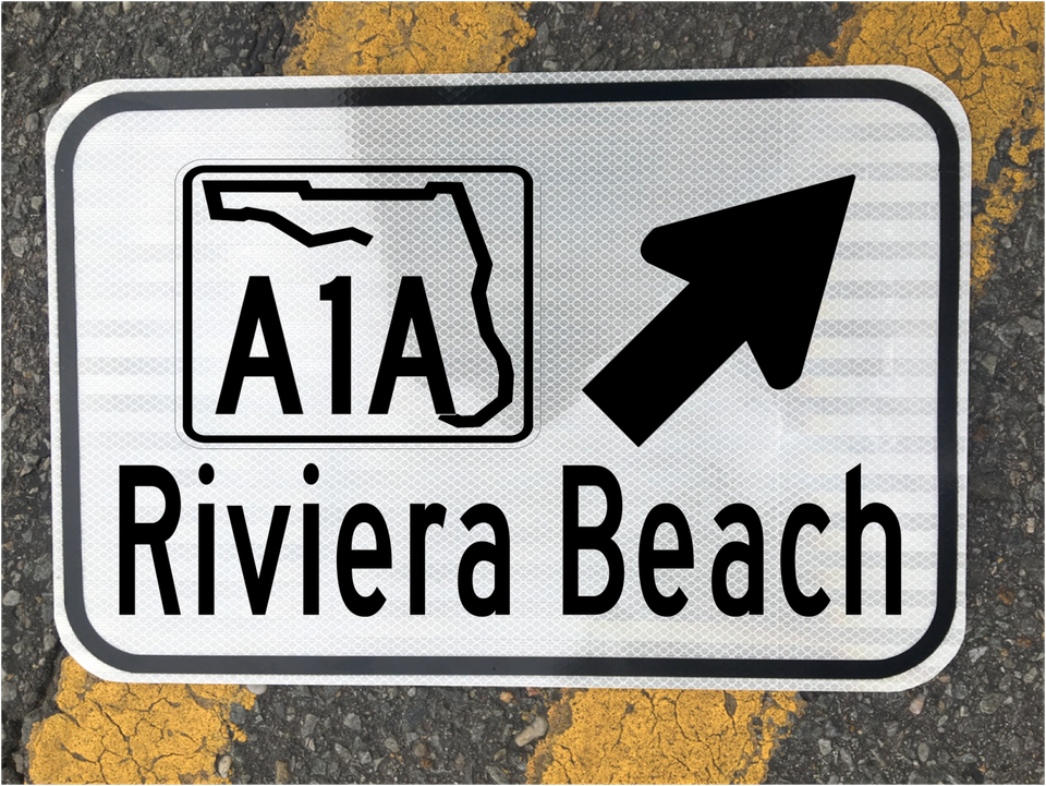 RIVIERA BEACH FLORIDA A1A Highway road sign 12"x18" DOT style beach ...