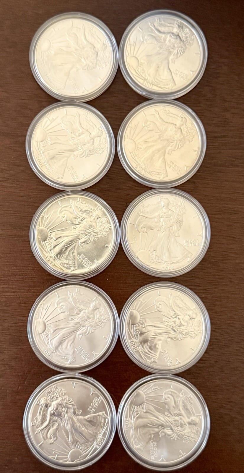 One Random Date Unc American Silver Eagle 1 Troy Oz .999 Fine Silver 10 ...