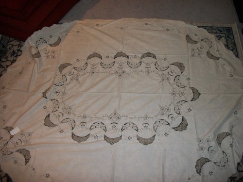 NWT Vintage ~~Embroidered/Cutwork/Crochet Tablecloth~~83 X 64 | eBay
