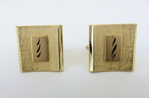 Vintage Men's Swank Rectangular Gold Cufflinks with Etched Design | eBay