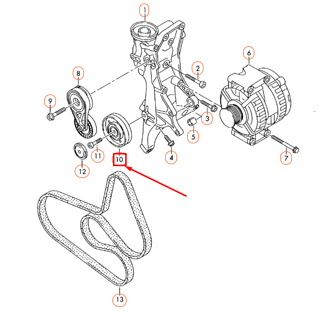 Audi A4 B8 Accessory Drive Belt Idler Pulley 06H903341D Genuine for ...