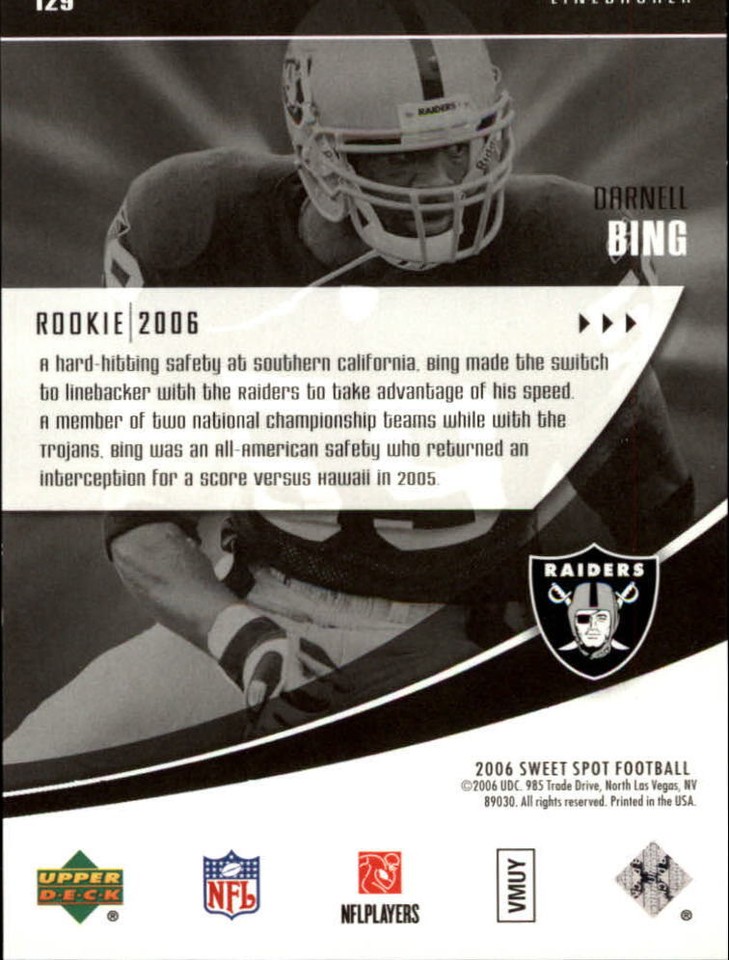 2006 Sweet Spot #129 Darnell Bing RC /699 - NM-MT | eBay
