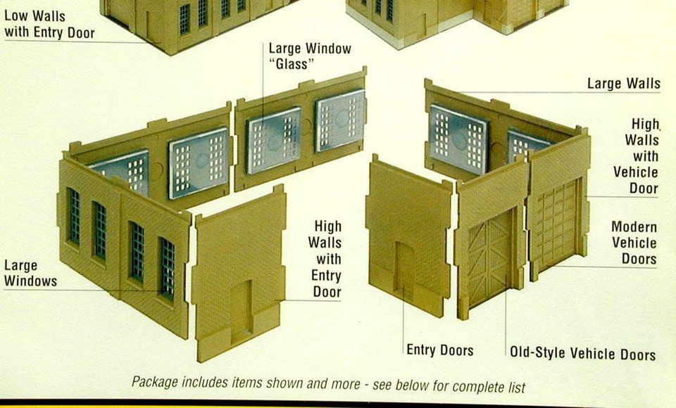 CORNERSTONE MODULARS WALLS WITH VEHICLE DOORS WALTHERS 933-3285 N SCALE ...