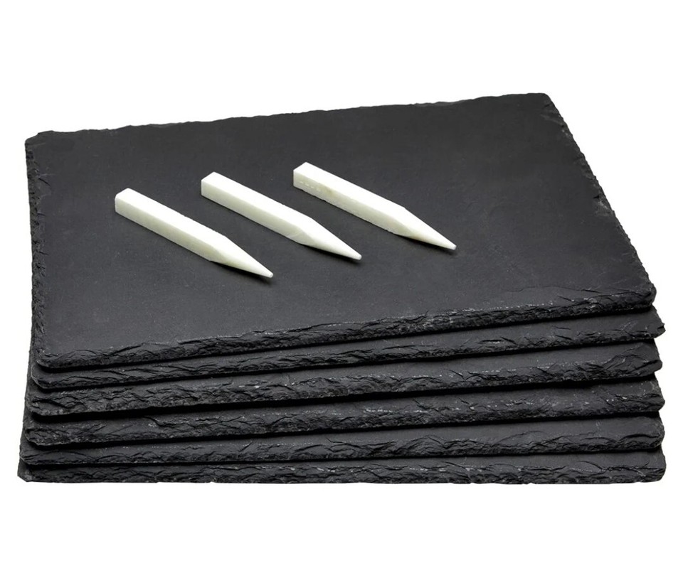 6 Pieces Slate Cheese Board, 12" X 8" Black Charcuterie Boards Natural ...