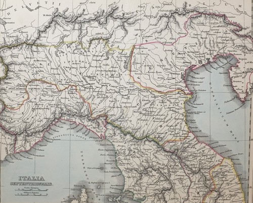 1857 ANCIENT MAP HAND COLOURED ITALIA SEPTENTRIONALIS NORTH ITALY ...