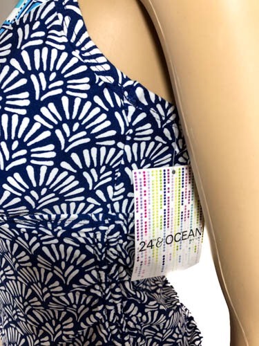 24th & Ocean Navy, Sky Blue And White Shell Tankini Swimsuit Top Small ...