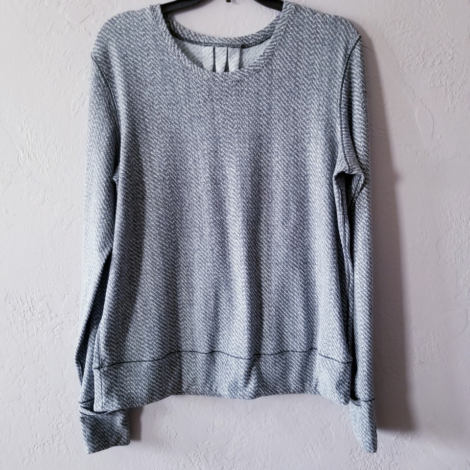 Lululemon Rush Hour Womens Hazy Heather Gray White Jacquard Long Sleeve ...