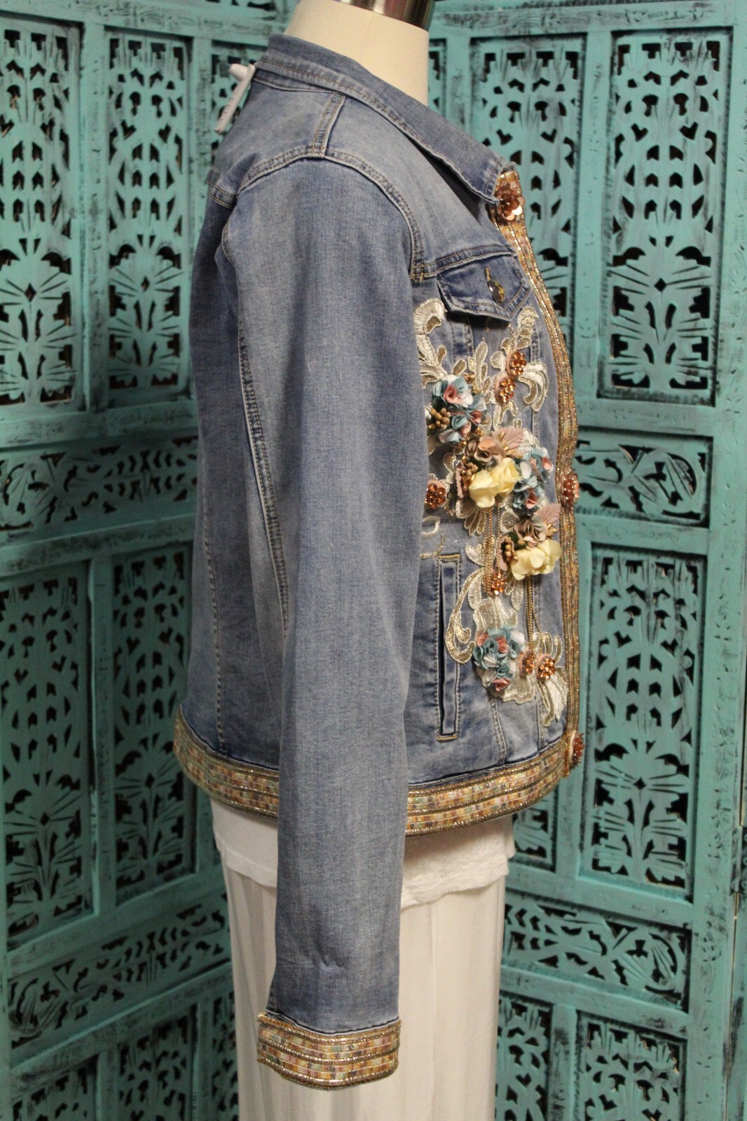 Italian Embellished Boho Denim Jacket Only | eBay