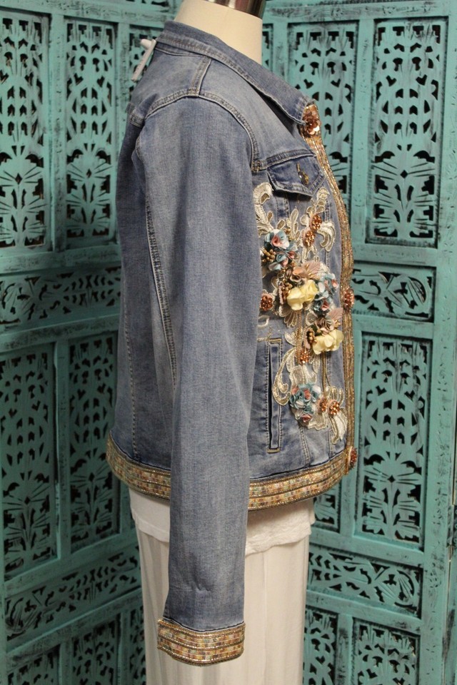 Italian Embellished Boho Denim Jacket Only | eBay