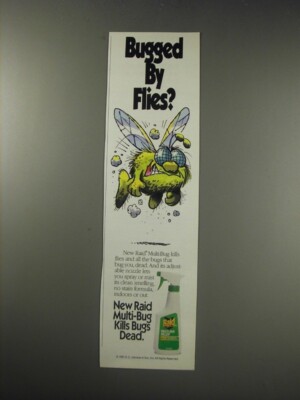1991 Raid Multi-Bug Killer Ad - Bugged by flies? | eBay