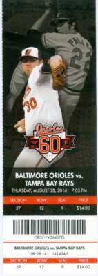 2014 Orioles vs Rays Ticket: Steve Pearce & Evan Longoria HRs/Andrew ...