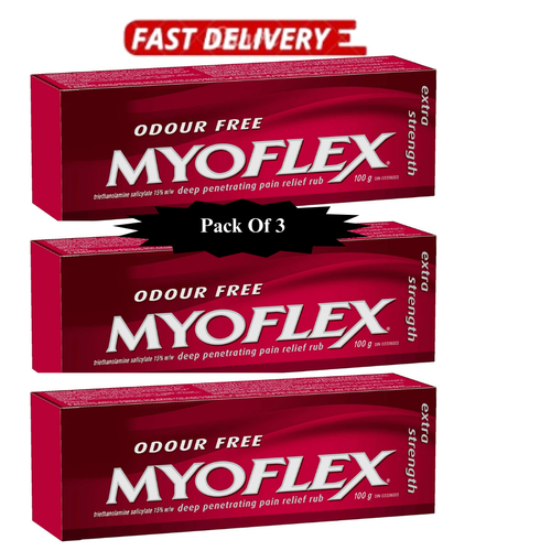 3X Myoflex Extra Strength Deep Penetrating Pain Relief Rub Cream 100g ...