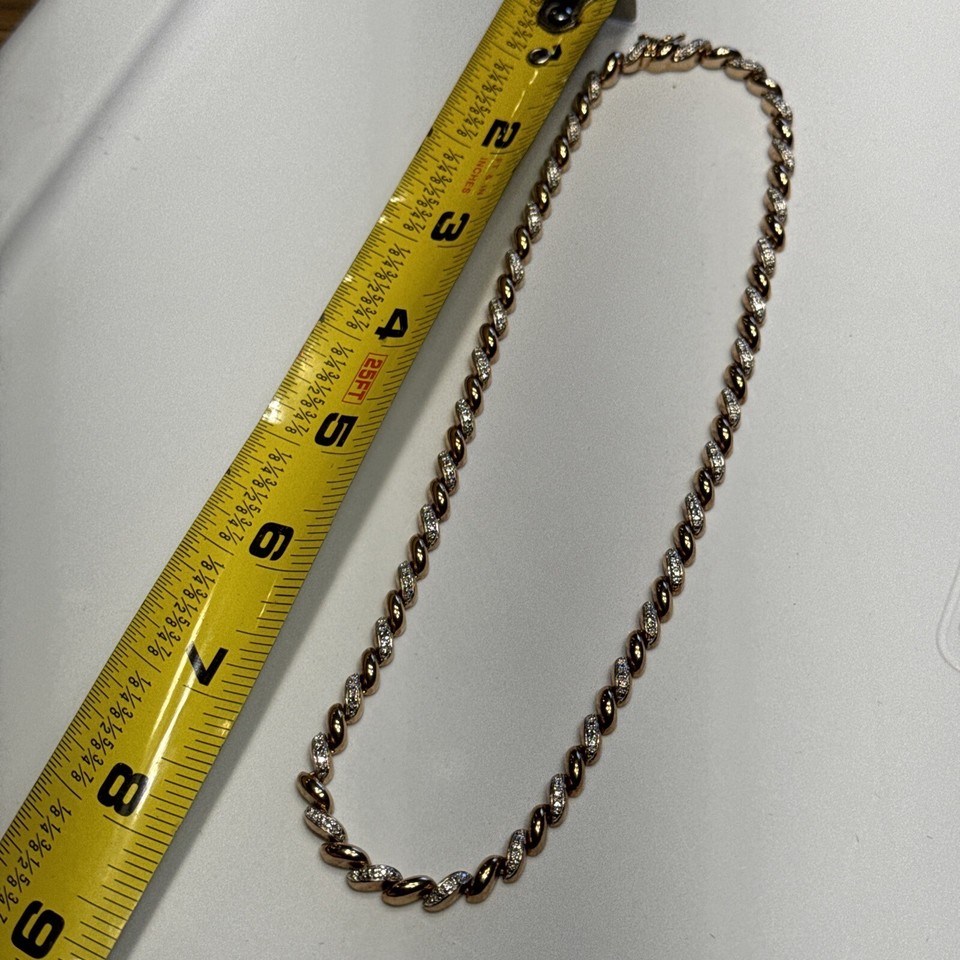 17” vtg gold over sterling silver necklace 925 San Marco link chain ...