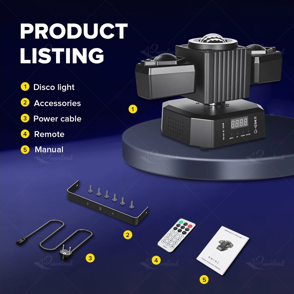 Moving Head Party Light Rotating Disco Ball Laser Beam Strobe Remote ...