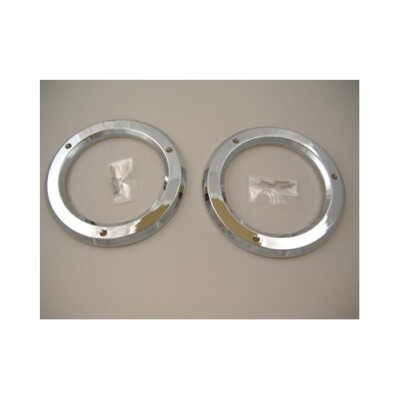 (2) Round Chrome Bezels / Covers 4" Grommet Mounted LED Stop Turn Tail ...