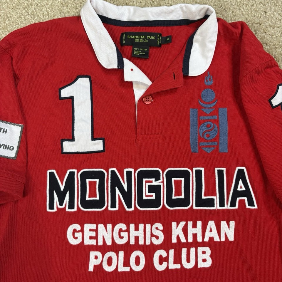 SHANGHAI TANG Men’s Medium Red Mongolia Genghis Khan Polo Club Rare ...