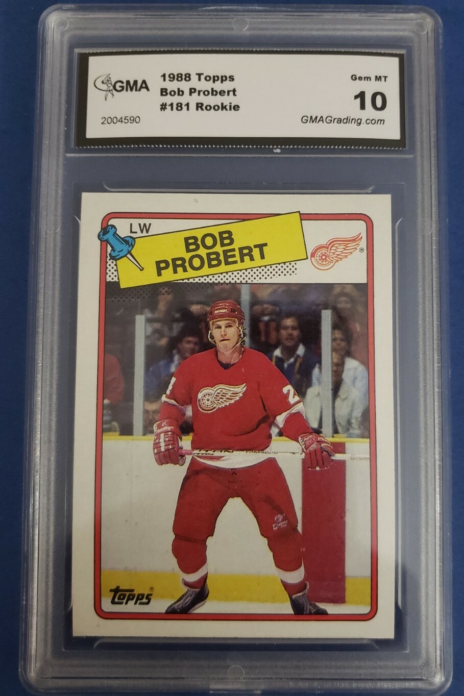 1988 Topps - Bob Probert Rookie Card RC #181 - Graded GMA 10 GEM MT ...
