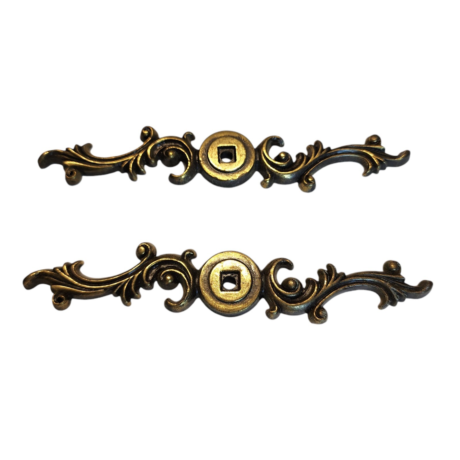 Lot Of 2 Vintage Style Brass Color Cabinet Desk Dresser Drawer Pull ...