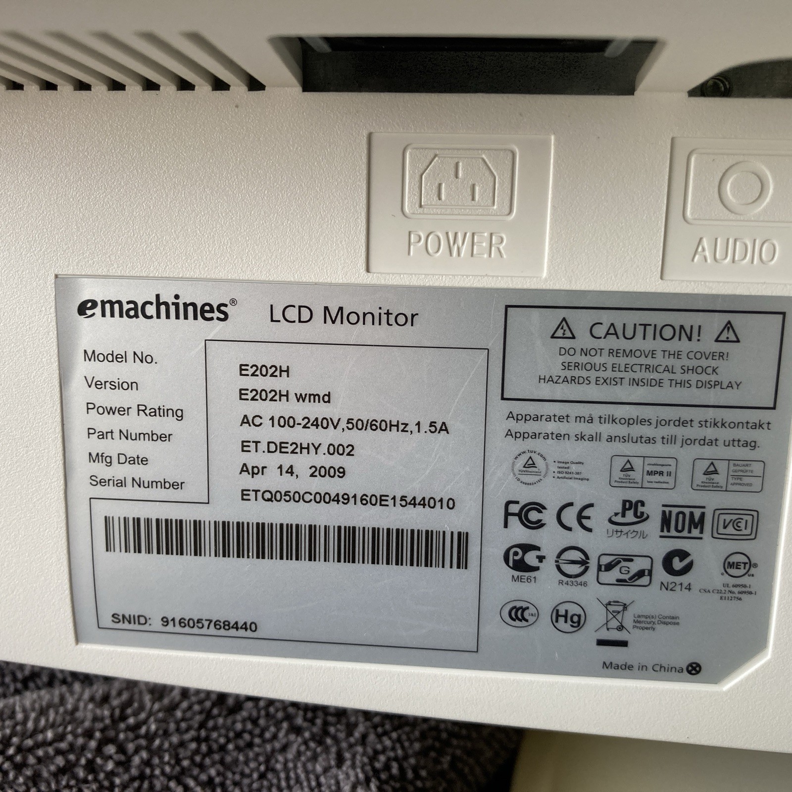 Dell E Machine 20" Monitor Modl E202H | eBay