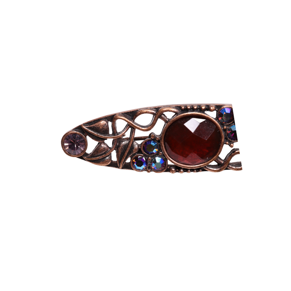 Red Blue Rhinestone Copper Look Brooch With Safety Clasp Closure - 2 ...