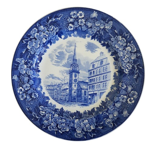 Antique Wedgwood Old South Church Plate Dark Blue Tea Party 1773 10" | eBay