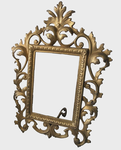 Antique Cast Iron Gold Easel Picture Frame Scroll Baroque Victorian ...