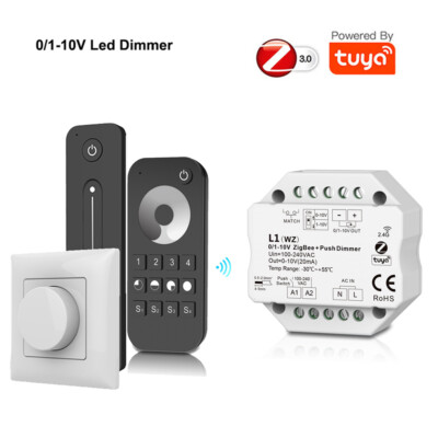 0/1-10V Zigbee RF Wireless LED AC Push Dimmer Switch + Remote Control f ...