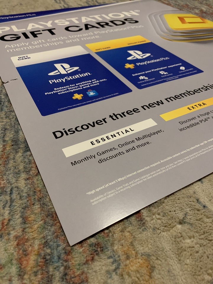Playstation Plus Gift Card Promo Store Sign Advertisement GameStop ...