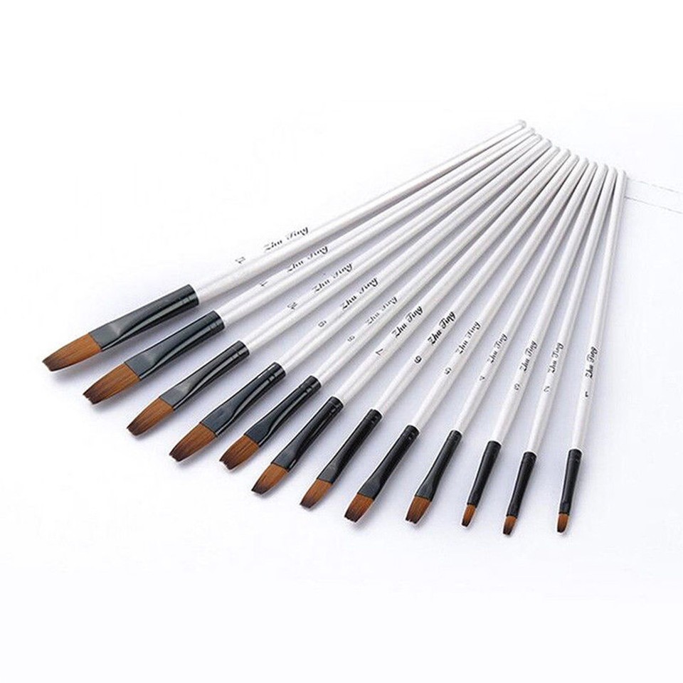 12 Artist Paint Brushes Set Acrylic Oil Watercolour Painting Craft Art ...