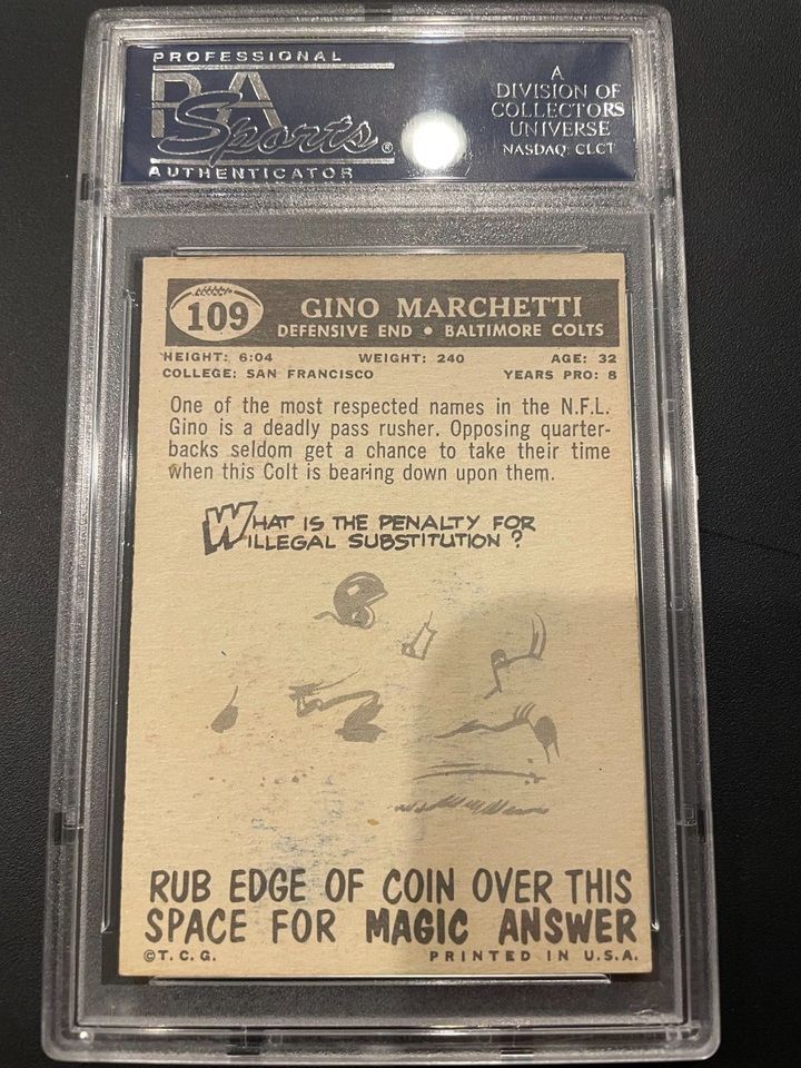 Gino Marchetti signed 1959 TOPPS Card Colts Football Hall of Fame PSA ...