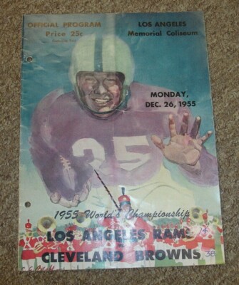 1955 NFL Championship Football Program LA Rams vs Cleveland Browns VG ...