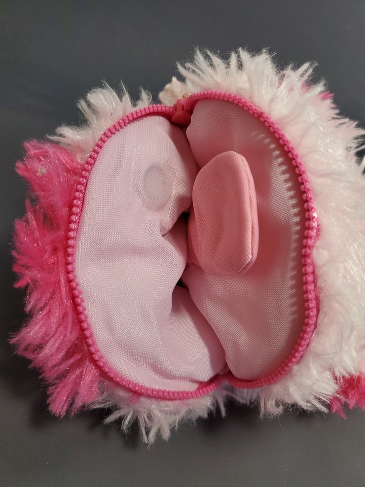 9" Zoomworks Stuffies Pink Pig Plush Zipper Mouth Pocket Magnetic Feet ...